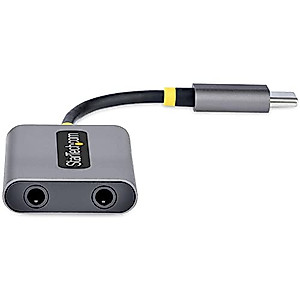 StarTech.com USB-C Headphone Splitter, USB Type C Dual Headset Adapter w/Mic Input, USB C to 3.5mm Audio Adapter/Earphone Dongle, USB C to Audio Jack/Aux Output, 24-bit DAC (USBC-Audio-Splitter)