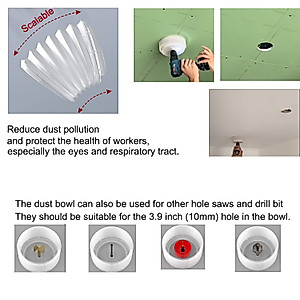 JIECHENG Universal Hole Saw Dust Bowl Large - Semi-Transparent Design, Ideal for Recessed Light Installations