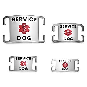 Leash King No Noise Stainless Steel K9 Service Dog Pet ID Jewelry Tags, Slide on Dog Collar or Harness Quickly and Securely – Stainless Steel/Extra Large