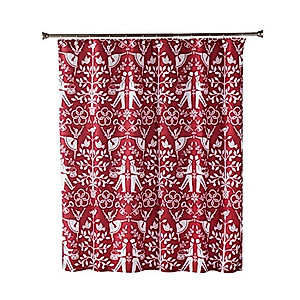 SKL Home Vern Yip Christmas Carol Shower Curtain, 70 x 72 Inches, Red