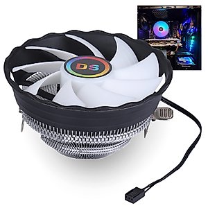 DS 1500RPM CPU Cooler 120MM Aluminum Extrusion FIN CPU Cooling Fan for Computer Case, LED Fan Junior Players, Entry-Level use for Intel LGA 1155 1151 775 1366 (Fixed RGB, 2ND, C Series)