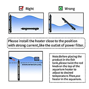 U-picks Submersible Aquarium Heater 300W/100W/500W Fish Tank Heater with Intelligent External LED Digital Temperature Controller and Dual Temp Displays for Turtle Betta Fish Tank 5-130 Gallon