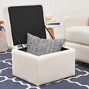 Carter's by DaVinci Adrian Swivel Glider with Storage Ottoman in Performance Cream Linen, Water Repellent and Stain Resistant, Greenguard Gold & CertiPUR-US Certified