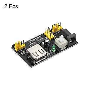 MECCANIXITY Power Supply Module DC 6.5-12V to 3.3/5V 0.7A Black for MB102 Prototype Breadboard Pack of 2