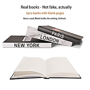 Fashion Decorative Books for Home Decor, 3pcs Hardcover Modern Decorative Book Stack, Farmhouse Stacked Books, Display Books for Coffee Tables/Shelves (New York/Paris/London)