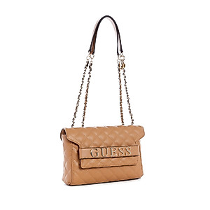 GUESS womens Illy Convertible Crossbody Flap, Beige, One Size US