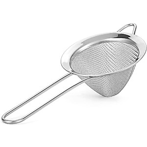 Kafoor Fine Mesh Strainer - 3.3 Inch Conical Sieve - Tea Strainers for Loose Tea, Coffee Strainer, Food Strainer, Juice Strainer, and Much More! (Simple Handle)