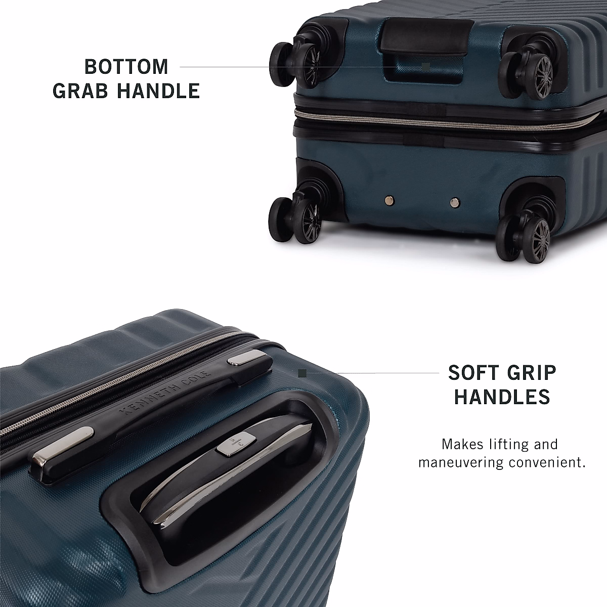 Kenneth Cole REACTION Madison Square Lightweight Hardside Chevron Expandable Spinner Luggage, Emerald, 20-Inch Carry On