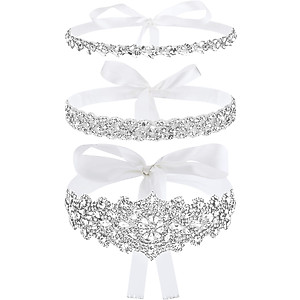 Jecery 3 Pieces Rhinestone Bridal Wedding Sash Belts Handmade Crystal Bridesmaid Sash for Formal Evening Dress Belts (White)