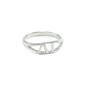The Collegiate Standard Sterling Silver Delta Gamma ring with cut-out letters size 8