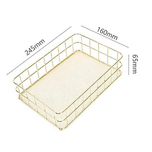 Milageto Copper Storage Basket Organizer Gold Cosmetics Make Up Brushes Metal Wire, L