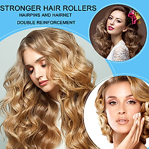 Hair Roller Set 12pcs, Hair Curlers Rollers Self Grip Hair Roller with Clips, Hair Rollers Salon Hair Dressing DIY Curly Hairstyle, Jumbo, random color