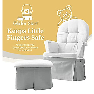 Glider Skirt, Universal Fit Safety Skirt for Glider Chair and Ottoman for Nursery, Baby Proofing Pinch Guard, Glider Chair and Ottoman Sold Separately, Lunar Grey Color