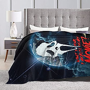 Medini Scream Horror Movie Blanket,Throw Blanket,Lightweight Soft Blankets, for Bed Couch Chair Travel Bedroom 60 inch X50 inch , Black