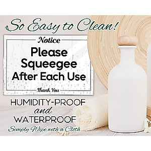 Airbnb Essentials for Hosts Bathroom Signs - 4"x6" Acrylic Sign w/Mounting Tape - Please Squeegee After Each Use Bathroom Sign Rental Home Necessities - Bathroom Door Signs