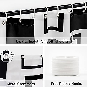 Gibelle Geometric Fabric Shower Curtain Set, Abstract Mid Century Modern Minimalist Waterproof Shower Curtain for Bathroom Decor, 72 x 72, Black and White Black Grey
