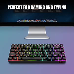 RedThunder K84 Mini Gaming Keyboard, 75% Ultra-Compact TKL Mechanical Feel Wired Keyboard with RGB LED Lighting Effects for PC/MAC/PS4/PS5/XBOX Gamer (Black)