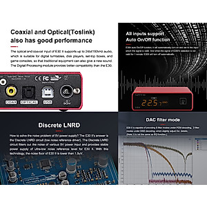 Topping E30 II DAC Preamp Audio Decoder- 2xAK4493S Hi-Res XMOS XU208 DAC 32Bit/768kHz DSD512 DSD Direct Mode for USB/Coax/Opt Inputs RCA HiFi Stereo Digital Audio Decoder(Black)