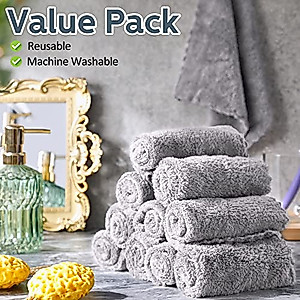 Newwiee 100 Pcs Microfiber Towels Absorbent Washcloths Bulk 12 x 12 Inch Soft Quick Drying Face Towels Bath Cloths Coral Velvet Bathroom Wash Clothes for Bath Spa Facial Fingertip Towel (Grey)