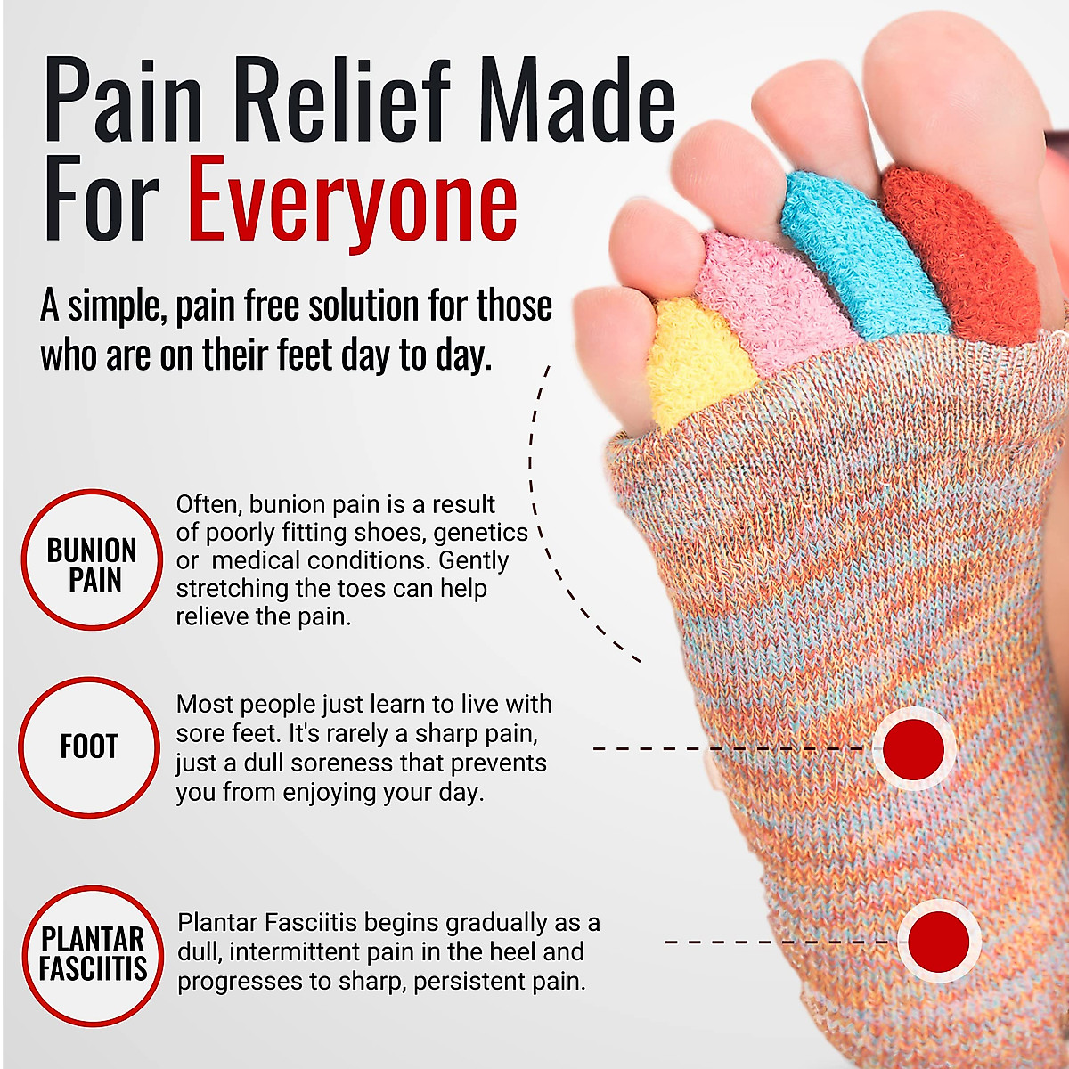 My Happy Feet Foot Alignment Socks with Toe Separators for Men or Women | Multicolor