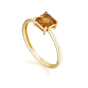 Ivy Gems Yellow Gold 10K Princess Square Cut Citrine 5 mm Stacking Anniversary Ring Contemporary Design for Women November Birthstone Size 8