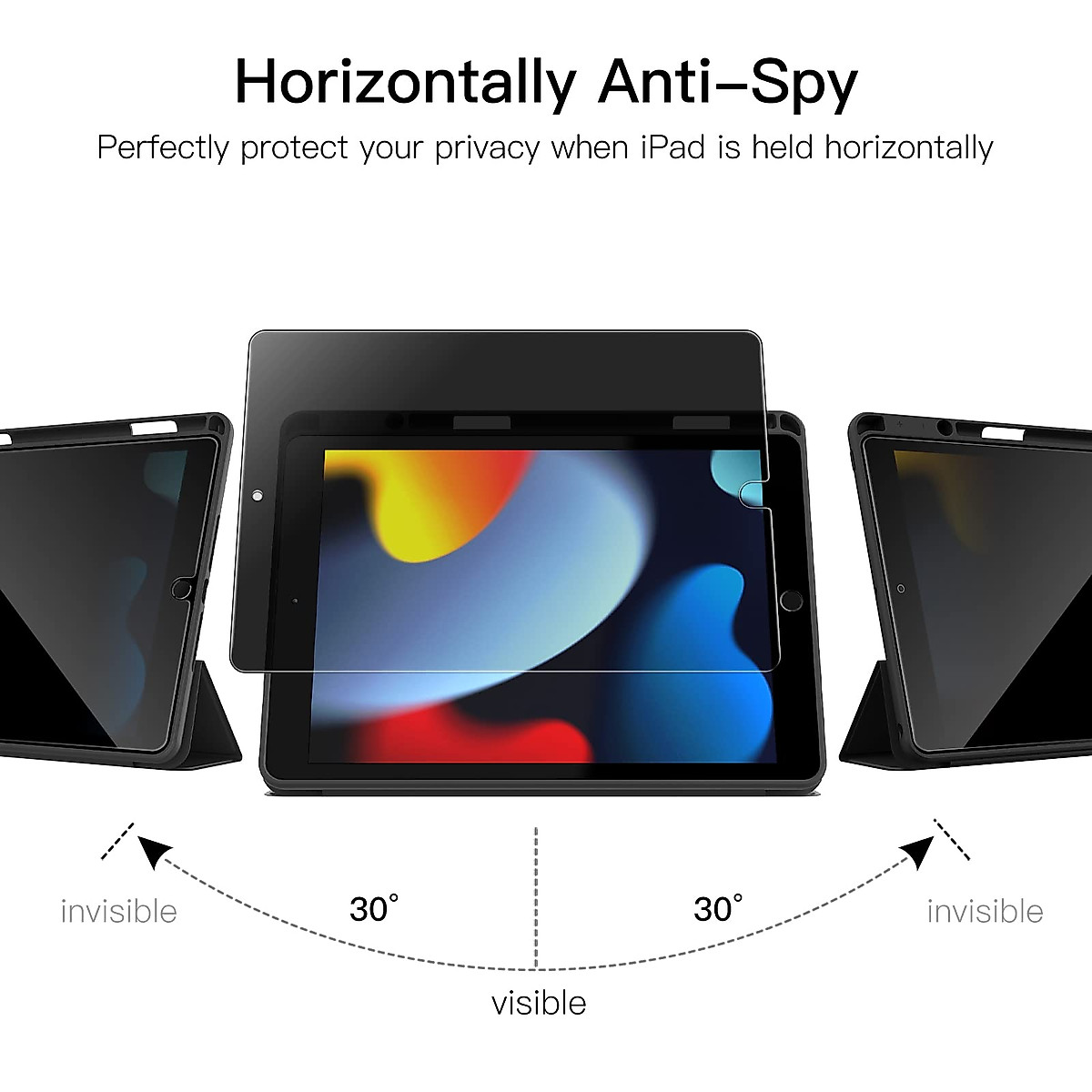 JETech Privacy Screen Protector for iPad 10.2-Inch (9th/8th/7th Generation, 2021/2020/2019), Anti-Spy Tempered Glass Film, 1 Pack