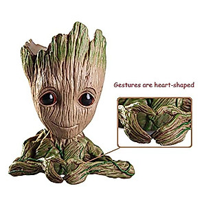 Baby Groot Flowerpot Tree Man Planter Flower Pot with Drainage Hole Pencil Pen Holder,Diligencer Office Party Ornament Christmas Birthday Gift Planter 6