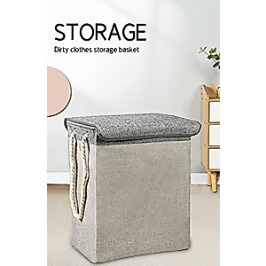 65l Large Laundry Hamper With Lid，Laundry Basket With Lid，Kids Laundry Hamper With Lid，Rope Basket，Hampers For Bedroom，Bathroom Laundry Hamper，Laundry Organizer，Dirty Clothes Basket，Grey (grey)