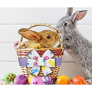 Spring Easter Ribbons for Wreath Bows Wrapping Gifts, Polka-Dots Purple Ribbons for Easter Decoration DIY Crafts, 2.48" X 10 Yards Spring Wired Edge Burlap Ribbon