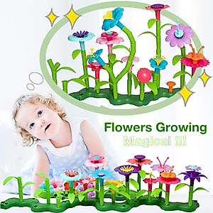 BIRANCO. Flower Garden Building Set - Grow up! Fun Stacking Toys for Toddlers and Kids Age 3-6 Year Olds, Educational Activity for Preschool, Cool STEM Gardening Gifts for Girls (138 PCS)