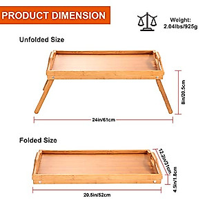 Moclever Breakfast Tray Table with Folding legs - Serving tray bamboo - dinner trays, tea tray, bar tray, bed trays for eating or any food tray - good for parties, Reading, Laptop, Working or bed tray