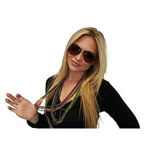 Dondor Metallic Beaded Necklaces, Mardi Gras Necklaces, Festive Necklace Multi Packs (72 Piece Pack)