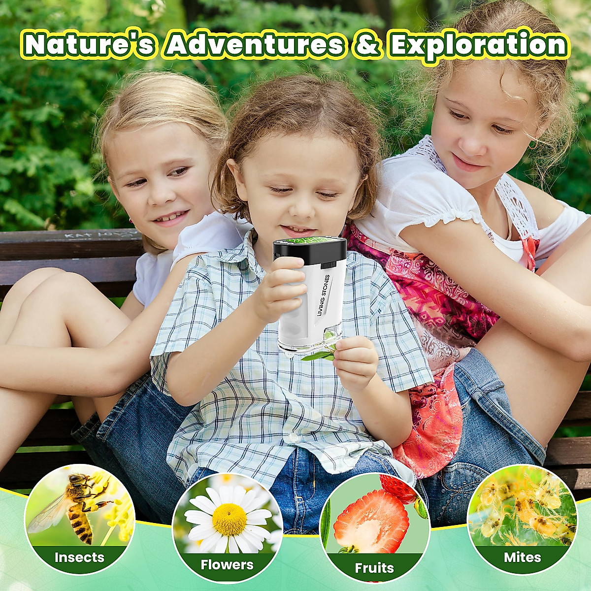 Skirfy Microscope Kids Toys, Science Kit with 1000x HD Video Photo Digital Mini Microscope, Family Day Games STEM Learning Educational Toys for Kids Age 6+, Easter Valentines Day Gifts for Kids