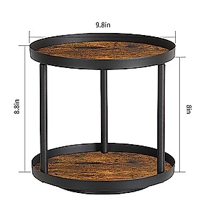 Giikin 2 Tier Lazy Susan Organizer, 2 Tier Spice Turntable Organizer, Circle Rotating Lazy Susan Turntable for Kitchen Countertop and Cabinet, 9.8 Inches (Rustic Brown)