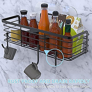 AIAIWAN 2 Pack Shower Caddy, Shower Caddy Shelf with Hooks Storage Rack Organizer Adhesive Stainless Steel Without Drilling for Bathroom, Dorm and Kitchen