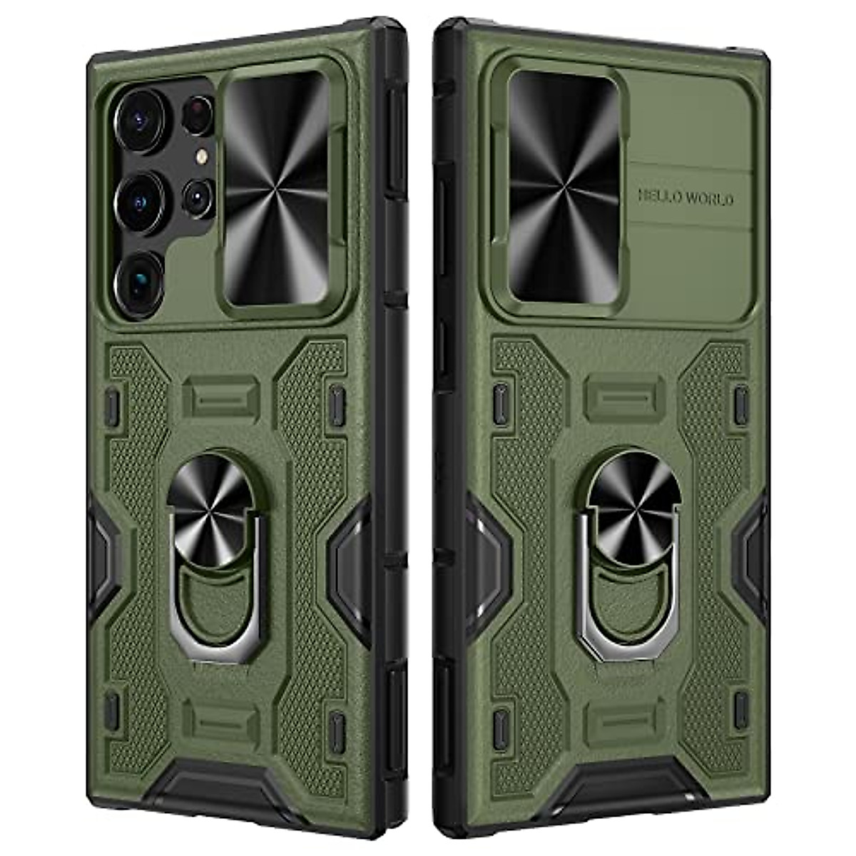 VEGO for Samsung Galaxy S23 Ultra Case, Galaxy S23 Ultra Case with Stand & Slide Camera Cover, Soft Microfiber Lining Sponge Cushion Bumper Kickstand Phone Case for Samsung S23 Ultra 6.8" 2023 - Green