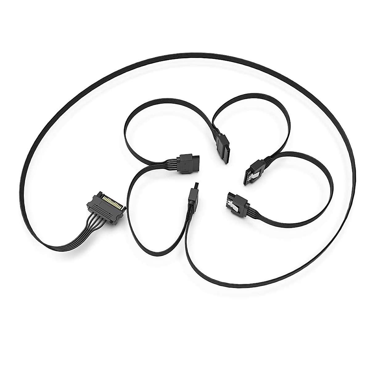 QIVYNSRY SATA Power Splitter Cable Straight SATA 15 Pin Male to 5 Female Power Splitter Extension Cable Serial ATA Power Cable Splitter Hard Drive Power Cable (50cm+10cm+10cm+10cm+10cm)