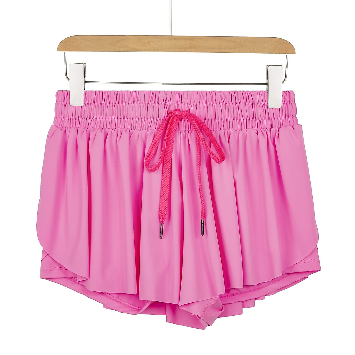 Blaosn Flowy Shorts for Women Gym Yoga Athletic Workout Running Wear Sweat Spandex Cute Teen Girls Skort Skirt with Pockets Trendy Clothes Casual Summer Outfits(S, Hot Pink)