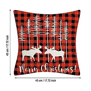 Scceatti Christmas Throw Pillow Covers 18x18 in Square Farmhouse Pillow Cover with Zipper Plaid Textured Striped Aesthetic Xmas Style Pillow Case Protector for Couch Bed Living Room Decor Gifts Deals