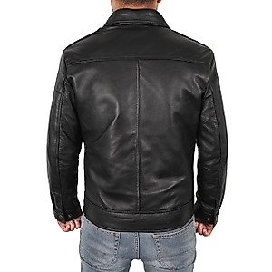 III-FASHIONS Leather Jacket Men Motorcycle - Vintage Style Shirt Collar Slim Fit Leather Jacket - Wiiick Black Leather Jacket For Mens - lambskin leather biker jacket xxl men