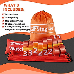 Singker PortablePickleball Court Marking Kit,Innovative, 10 Zippered sandbags Keep thewind from Messing Around,Temporary Pickleball Boundary Lines, 8 Nylon webbings, Net Not Included