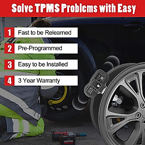 BDFHYK Tire Pressure Sensor 315Mhz Programmed TPMS Sensors Compatible with 2005-2011 Lincoln Mazda and Mercury,Explorer Edge Mustang Expedition Escape Fusion Focus, 6F2Z1A189A, 7L1Z1A189A