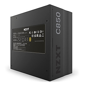 NZXT C850 PSU (2022) - PA-8G1BB-US - 850 Watt PSU - 80+ Gold Certified - Fully Modular - Sleeved Cables - ATX Gaming Power Supply