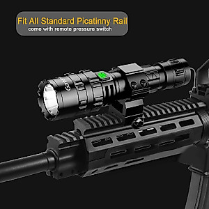Garberiel 2 in 1 L2 LED Flashlight with Picatinny Rail Mount - 5 Modes 3000 Lumens Bright Flashlight USB Rechargeable Waterproof Torch Light