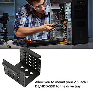 ASHATA 2.5in HDD Mounting Rack, 2.5 Inch Aluminium Alloy Hollow Hard Drive Storage Bracket, 2.5 Inch to 3.5 Inch Solid State Drive Built in Expansion for 2.5in IDE HDD SSD(Black)
