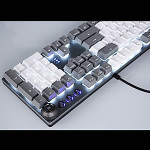 CCTECH Chichen Mechanical Gaming Keyboard,USB Wired,Magnetic Wrist Rest,Pure White Backlight Classic Keycaps,for Gaming,Office and Home,Dedicated Media Keys. (Black)