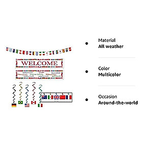 Beistle World Flags Party Decorations with Flag Whirls, Pennant Streamer, and International Welcome Banner