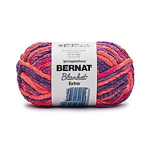 Bernat Blanket Extra Plum Brights Yarn - 2 Pack of 300g/10.5oz - Polyester - 7 Jumbo - 97 Yards - Knitting, Crocheting, Crafts & Amigurumi, Chunky Chenille Yarn