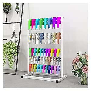 JYHHCYS Metal 4 Tier Ribbon Holder Organizer Large Capacity, Commercial Home Ribbons Storage Organizers Rack for Craft Room/Cake Shop/Flower Store (Color : White)