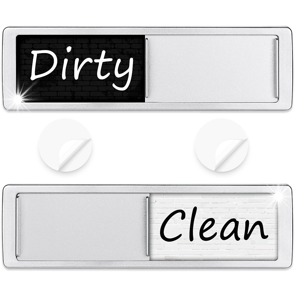 Dishwasher Magnet Clean Dirty Sign Shutter Only Changes When You Push It Non-Scratching Strong Magnet or 3M Adhesive Options Indicator Tells Whether Dishes are Clean or Dirty (Tiles White/Black)